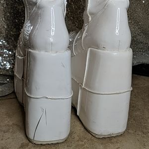 Demonia | Shoes | Rare White Demonia Stacks Platform Boots | Poshmark